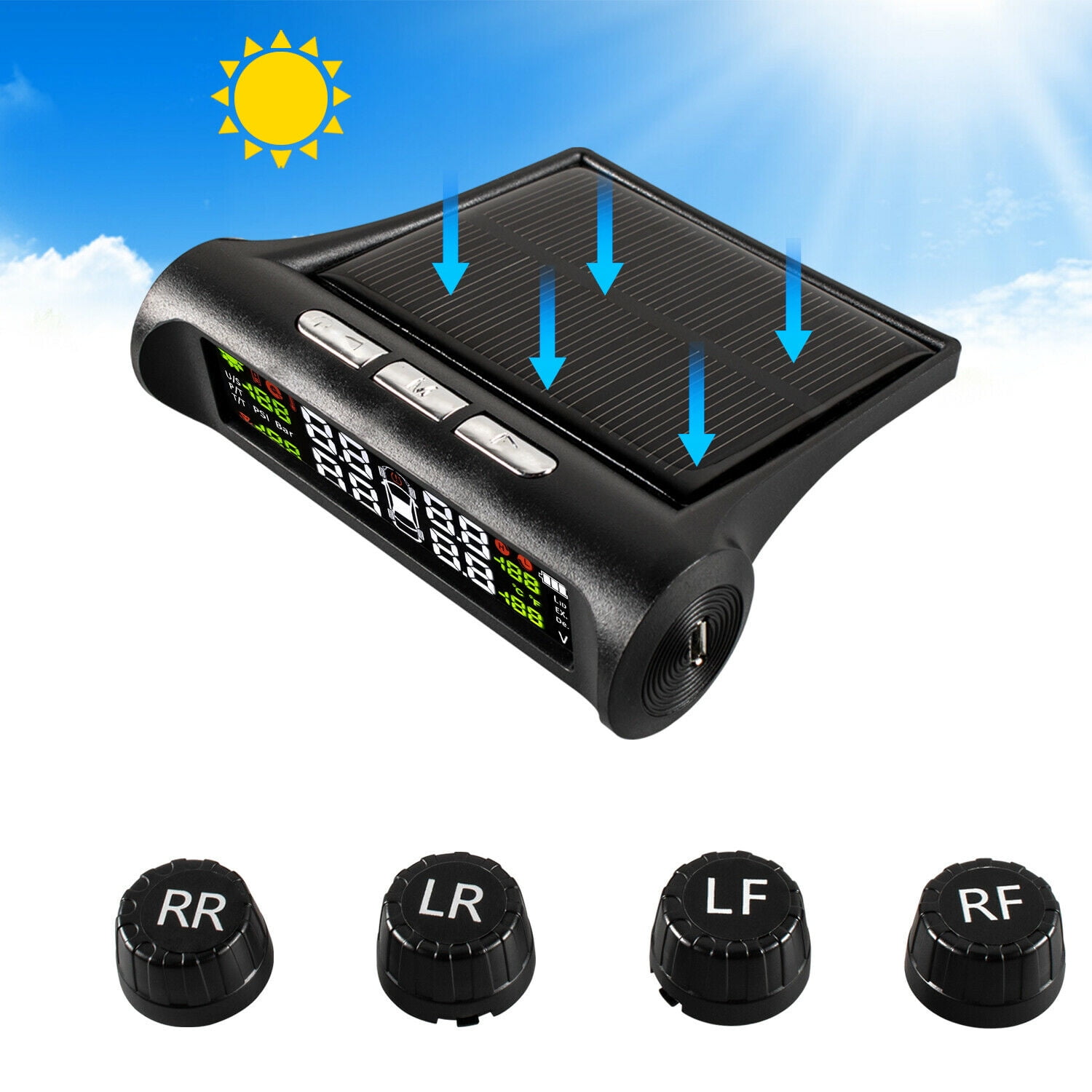 Universal Solar TPMS Wireless Tire Pressure Monitoring System with 4 ...
