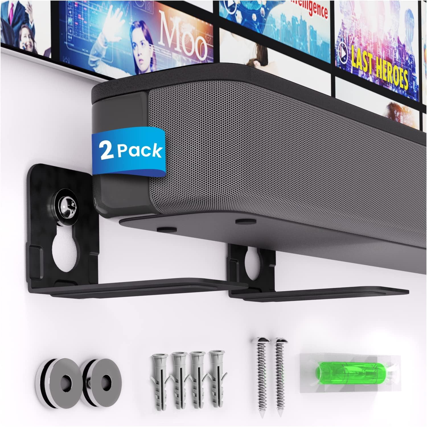 Universal Soundbar Mount - 2 Pack for 2 Soundbars L-Bracket Sound Bar ...