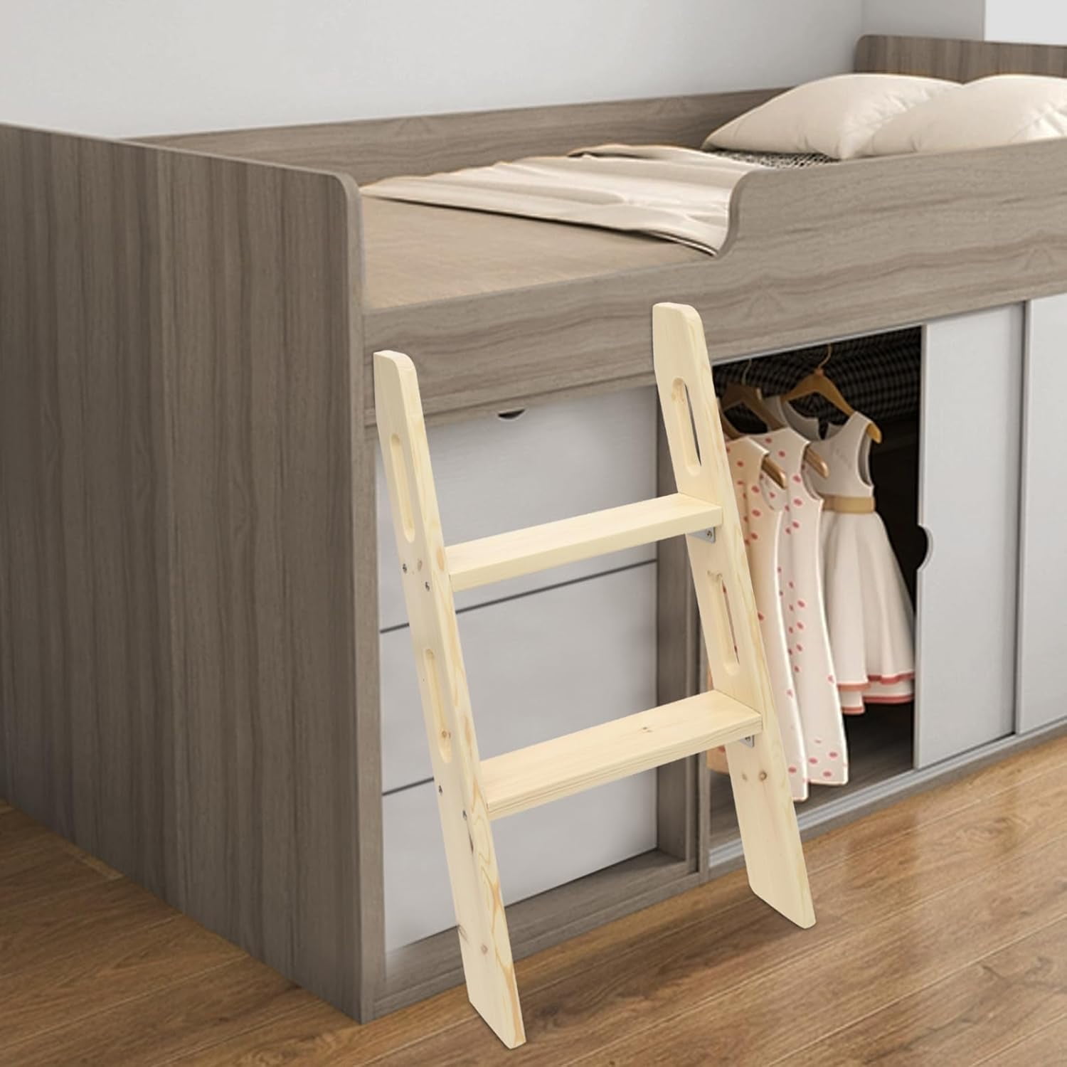 Universal Space-Saving Dormitory Step Ladder, Free Standing Bed Wooden ...