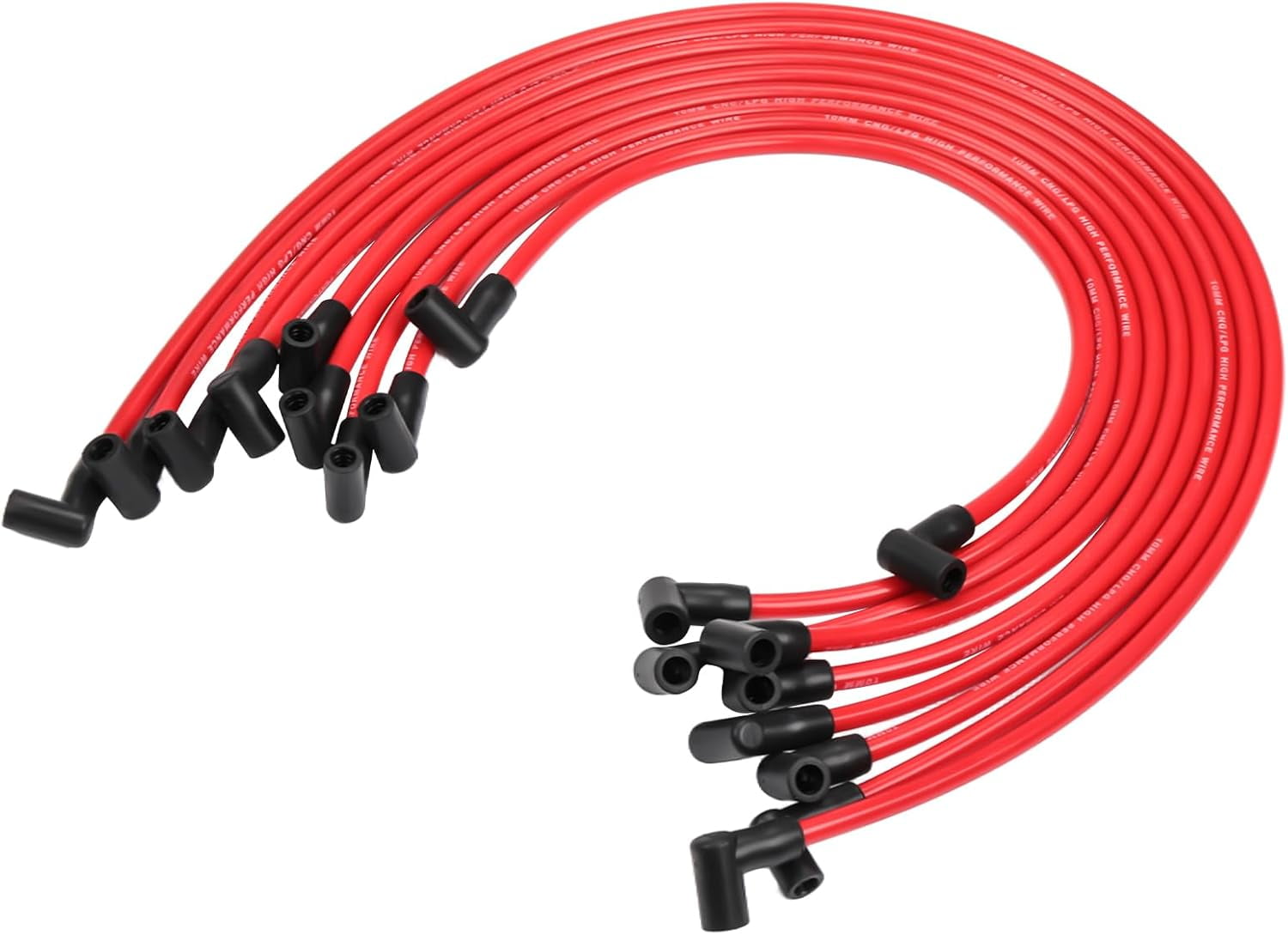 Universal Spark Plug Wire Set - 10.5mm Red High Performance, Fit for Chevy GM SBC BBC Engines ...