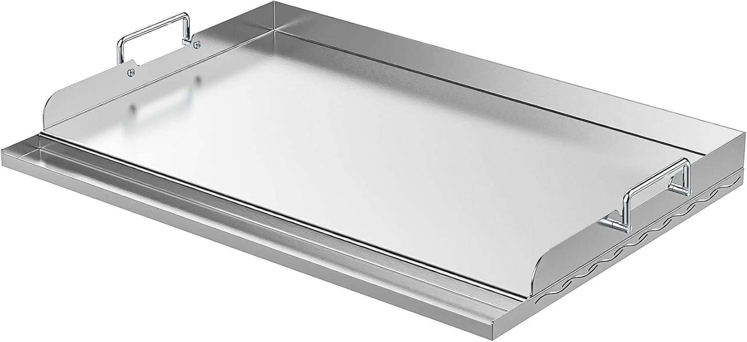 Universal Stainless Griddle Plate with Even Heating Bracing for BBQ ...