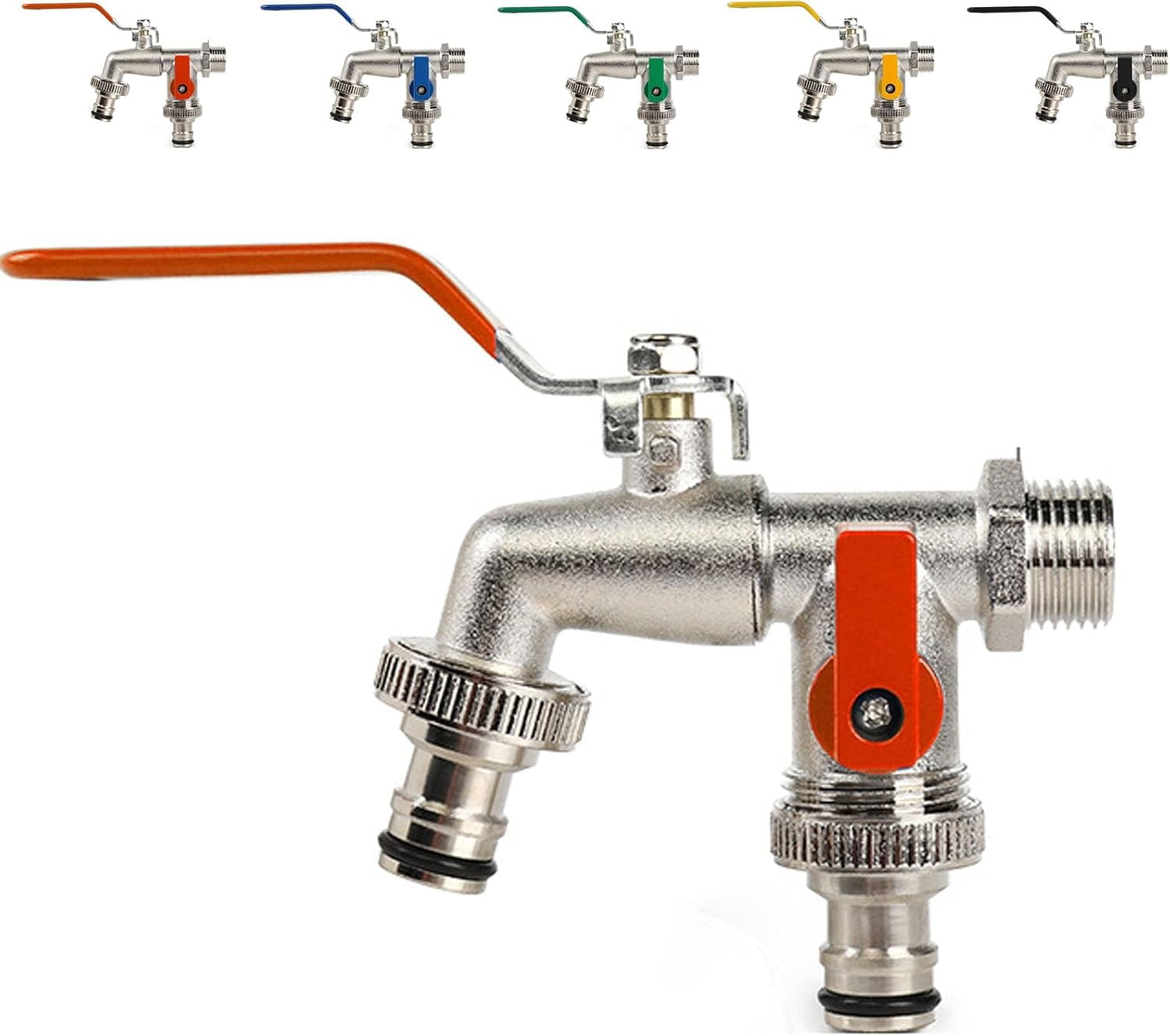 Universal Stainless Steel Double Outlet Garden Water Faucet, 2 Way ...