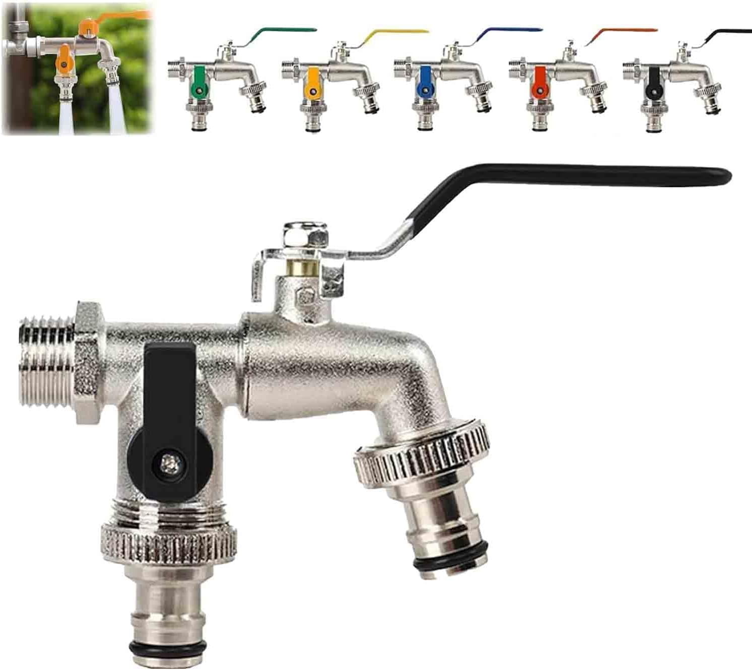 Universal Stainless Steel Double Outlet Garden Water Faucet, Outdoor ...