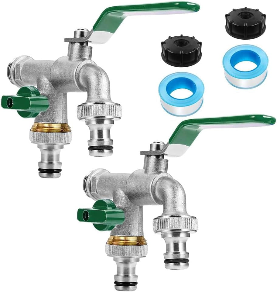 Universal Stainless Steel Double Outlet Garden Water Faucet, Outdoor ...