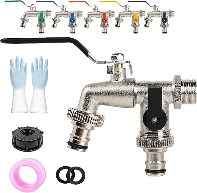 Universal Stainless Steel Double Outlet Garden Water Faucet, Outdoor ...