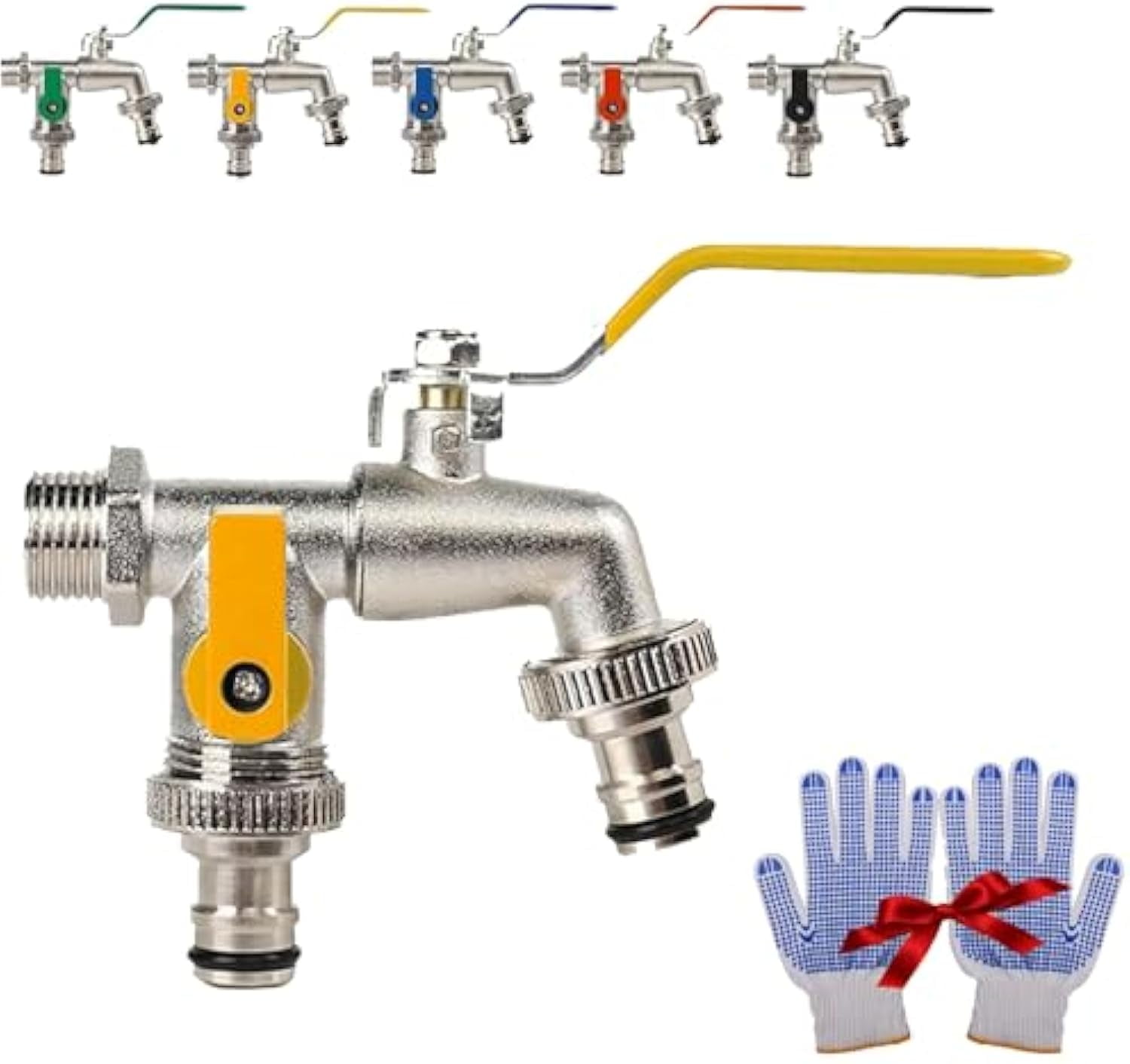 Universal Stainless Steel Double Outlet Garden Water Faucet, Outdoor ...