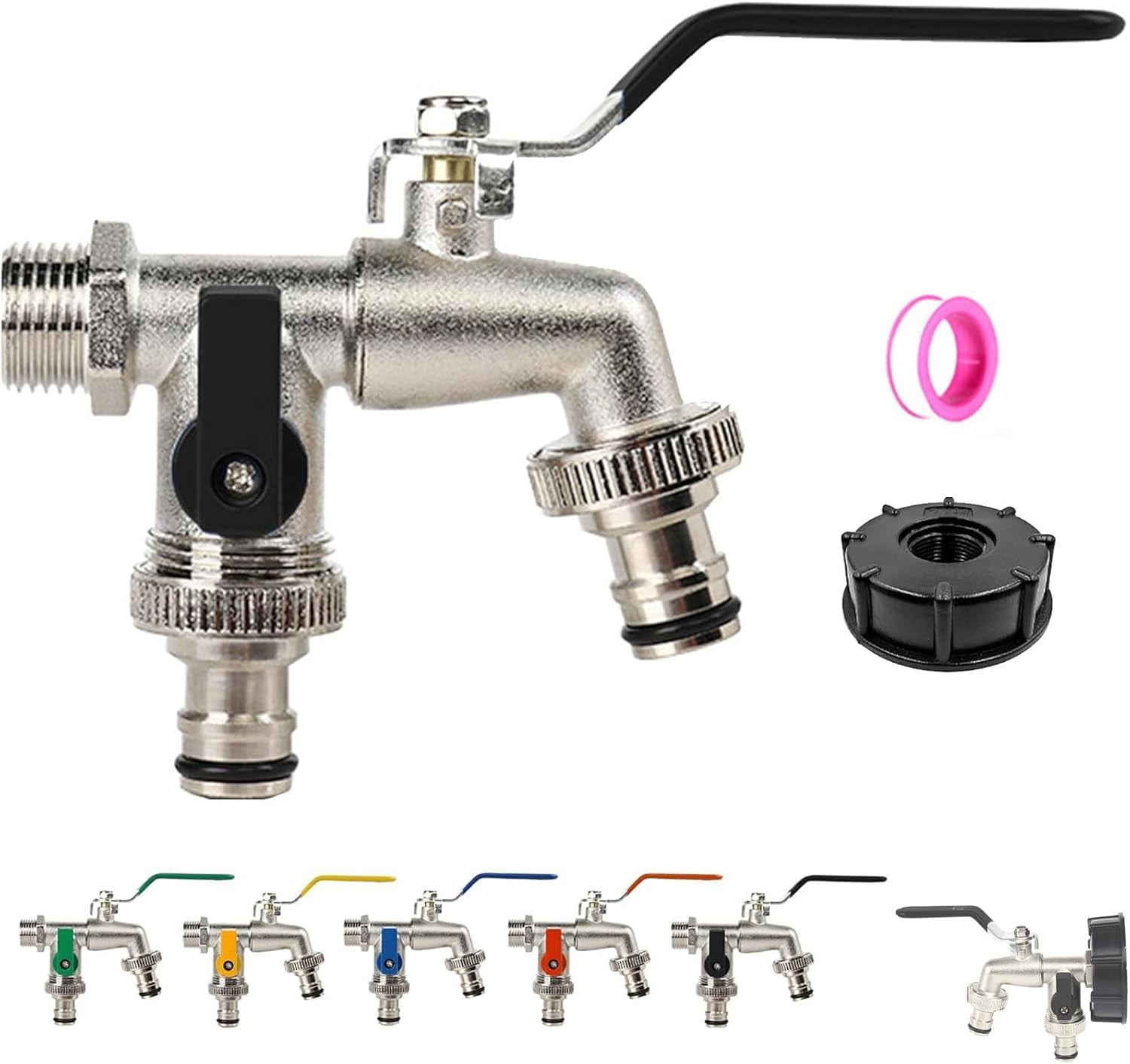 Universal Stainless Steel Double Outlet Garden Water Faucet, Outdoor ...