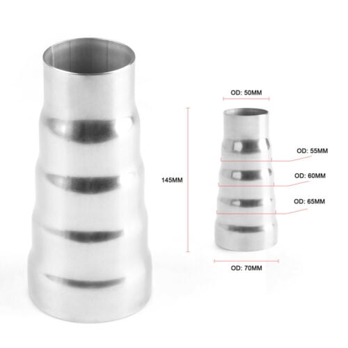 Universal Stainless Steel Exhaust 5 Step Reducer Adapter Connector Pipe ...