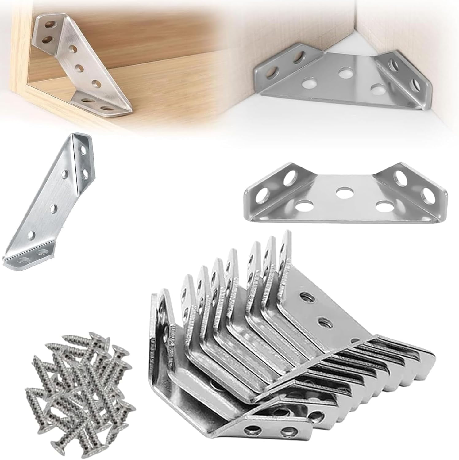Universal Stainless Steel Furniture Corner Connector with Screws ...