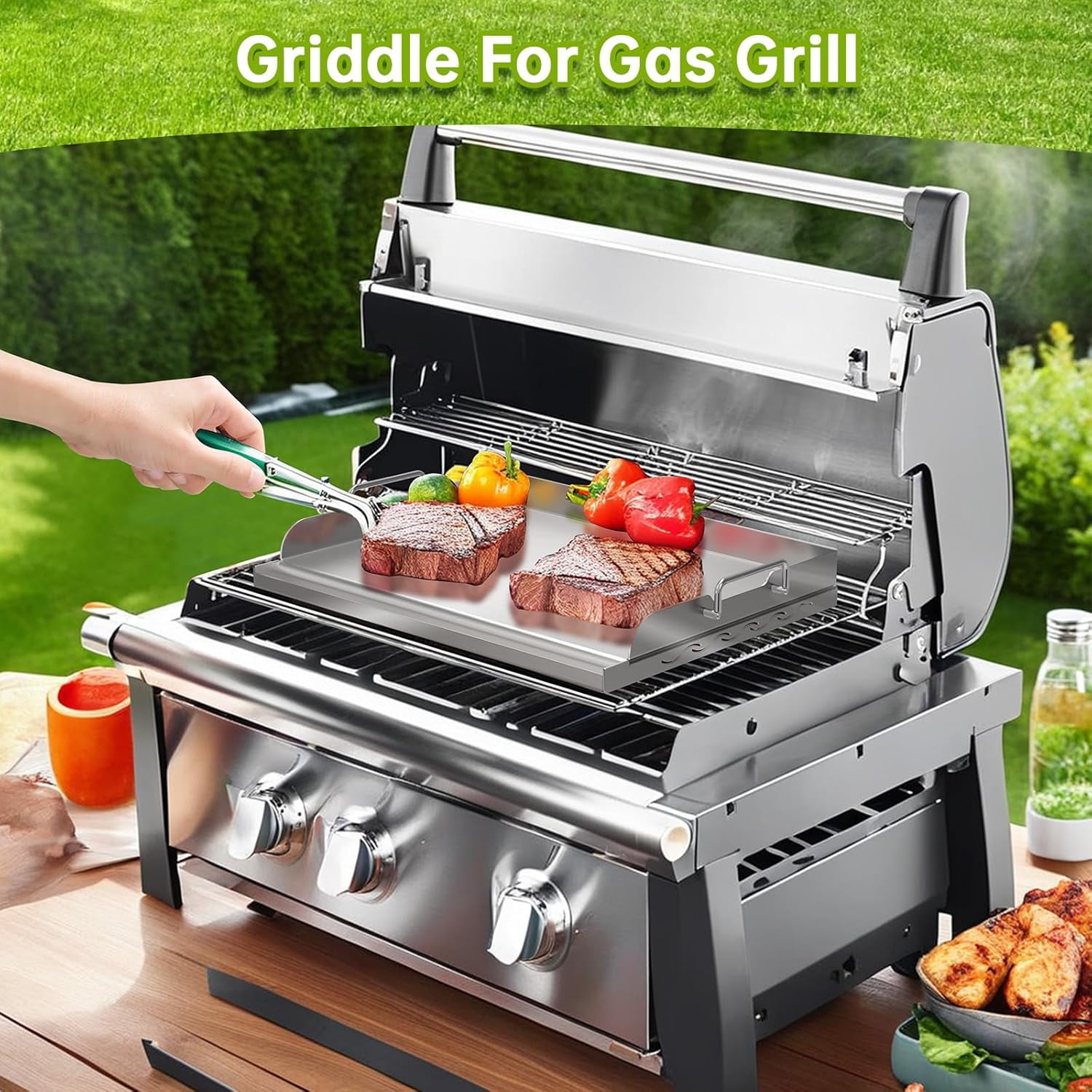 Universal Stainless Steel Griddle Flat Top Plate with Even Heating ...