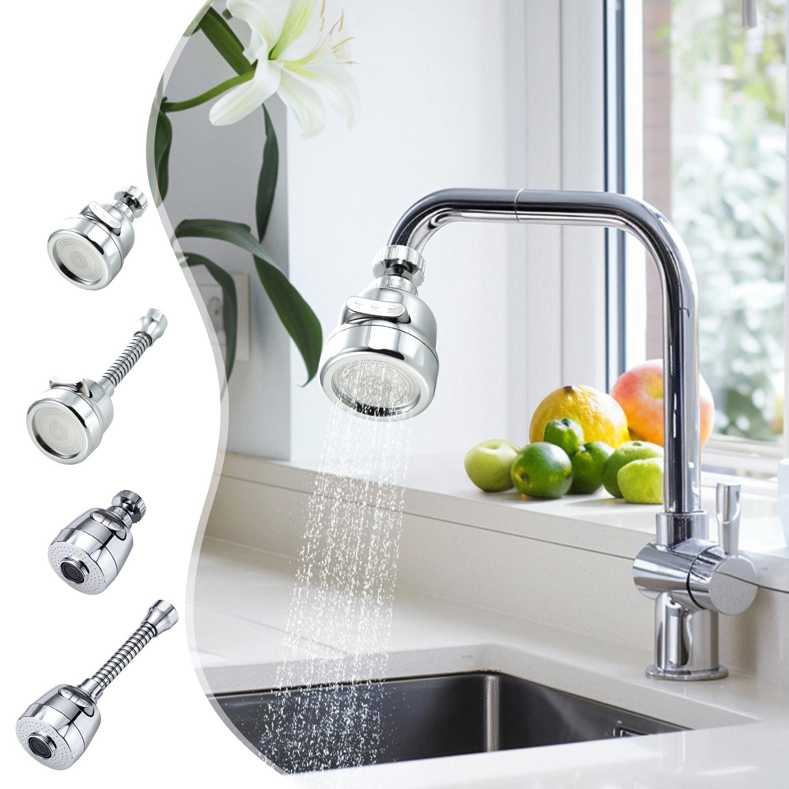 Universal Stainless Steel Kitchen Faucet Extender Swivel Spout Filter ...