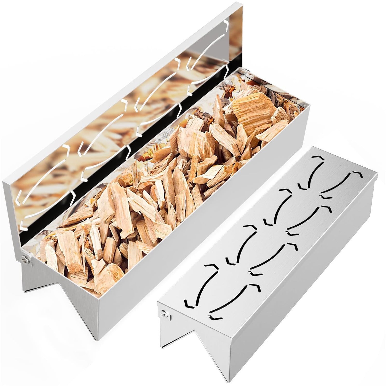 Universal Stainless Steel Smoker Box, Gas or Charcoal Grill Smoke Box ...