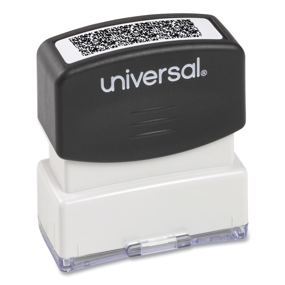 Universal - Stamp - pre-inked - black - stock image - obscures area - 1 ...
