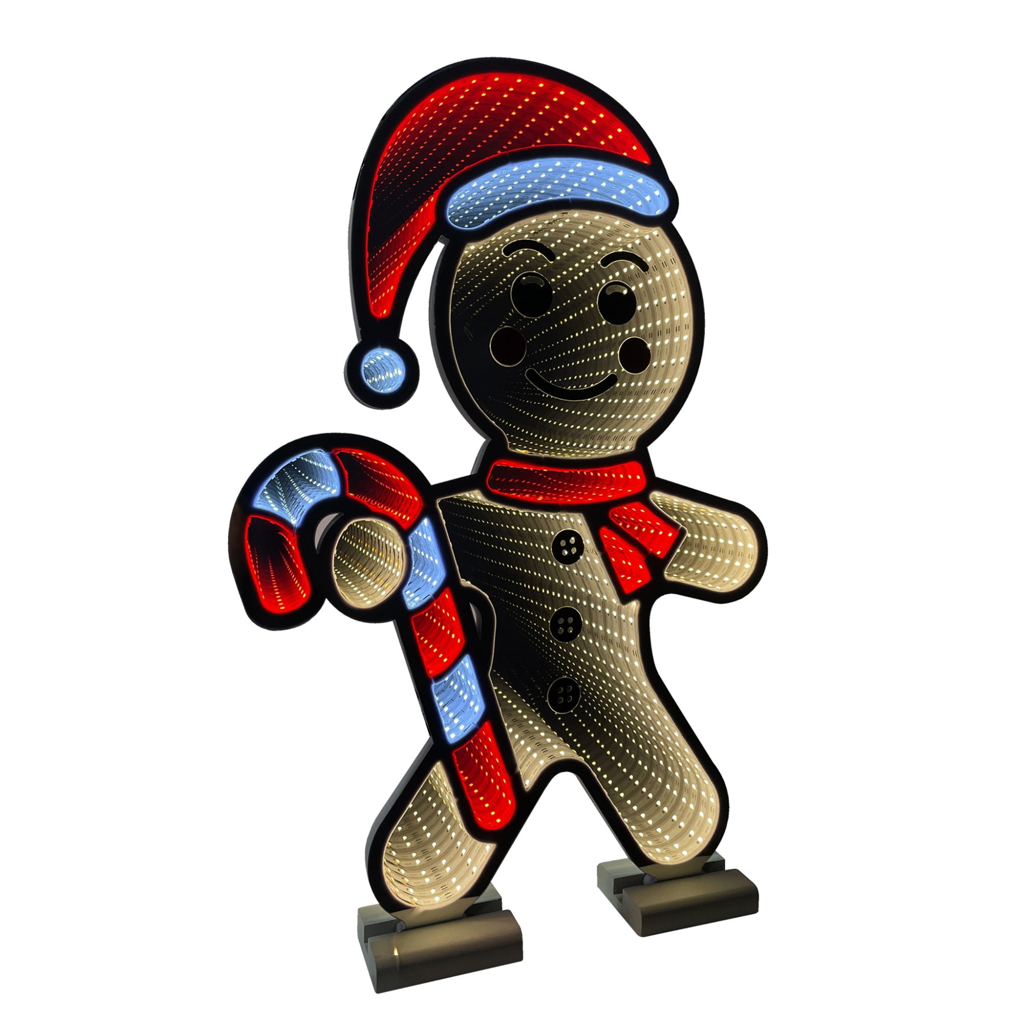 Universal Statues LED Lighted 3D Smiling Gingerbread Man Christmas Infinity Mirror - 15 ...