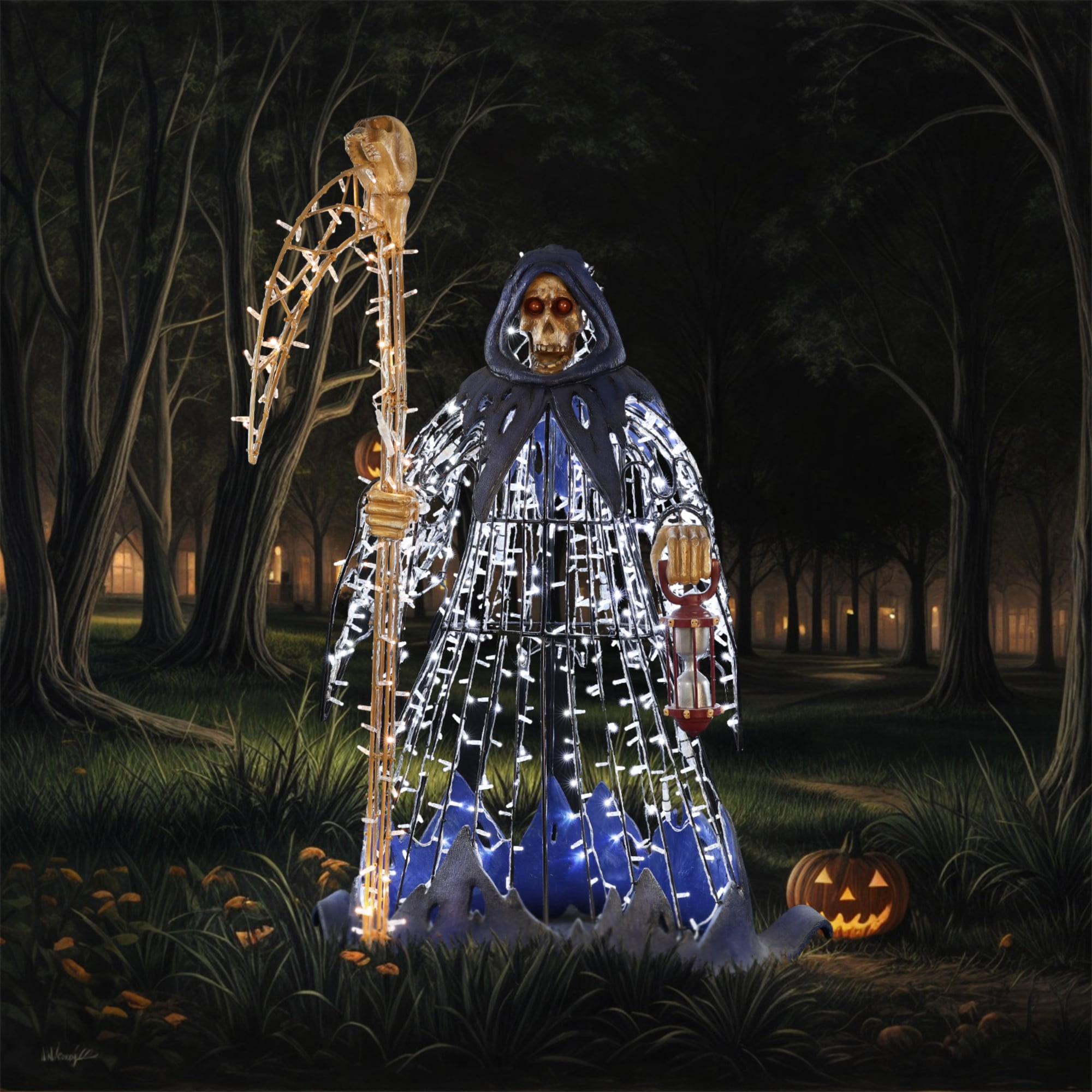 Universal Statues LED Lighted Grim Reaper Outdoor Halloween Statue - 79 ...