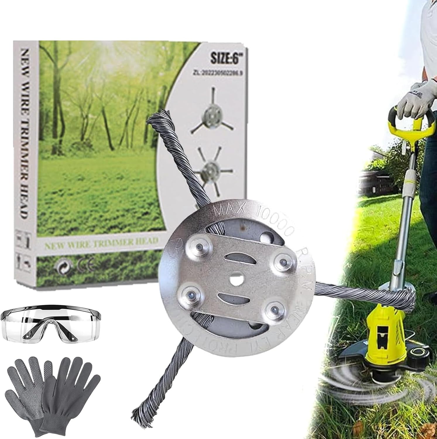 Universal Steel Wire Trimmer Head, 2025 New 6/7/8IN Universal Wire Weed ...