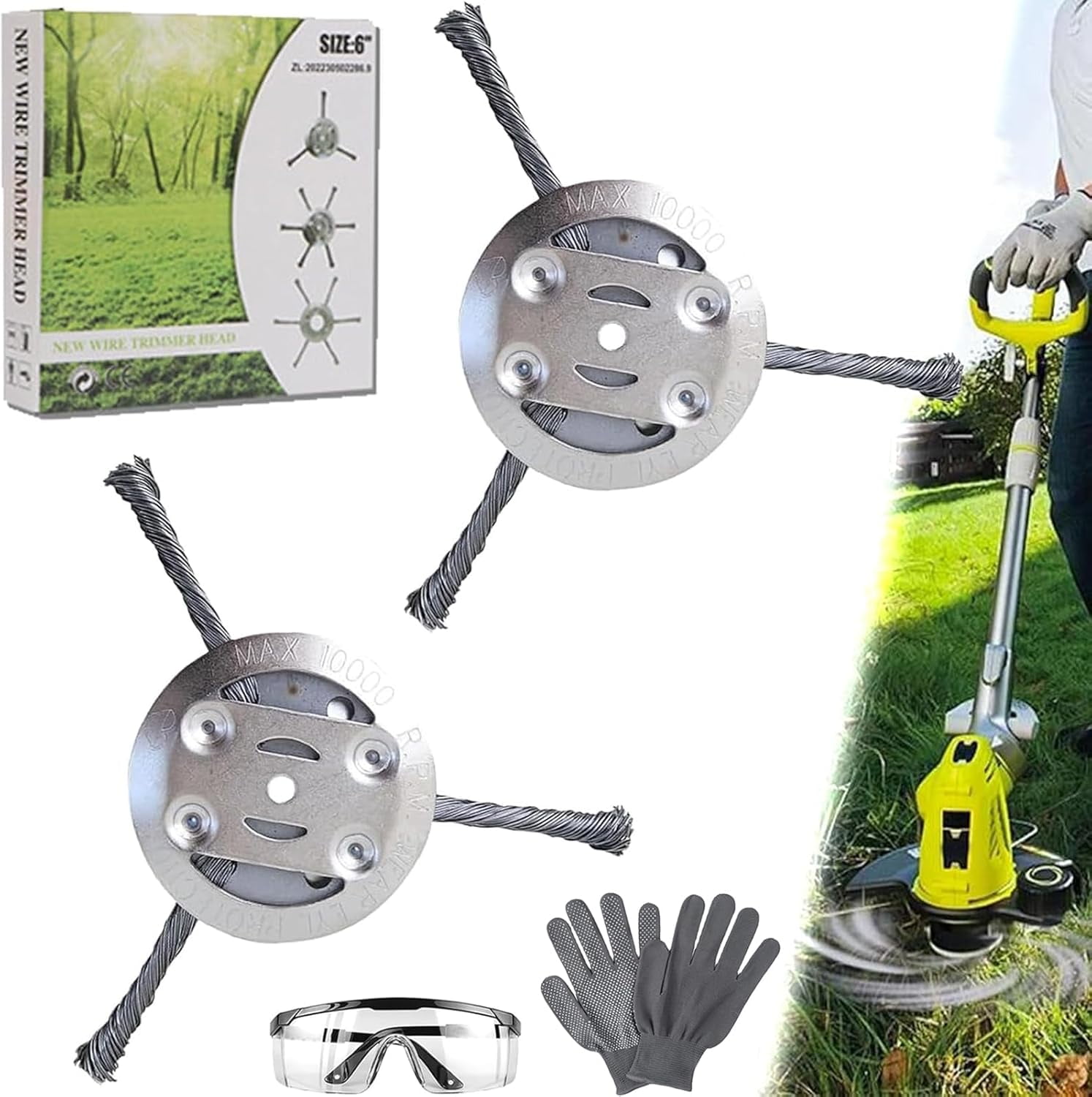 Universal Steel Wire Trimmer Head, 2025 New 6/7/8IN Universal Wire Weed ...