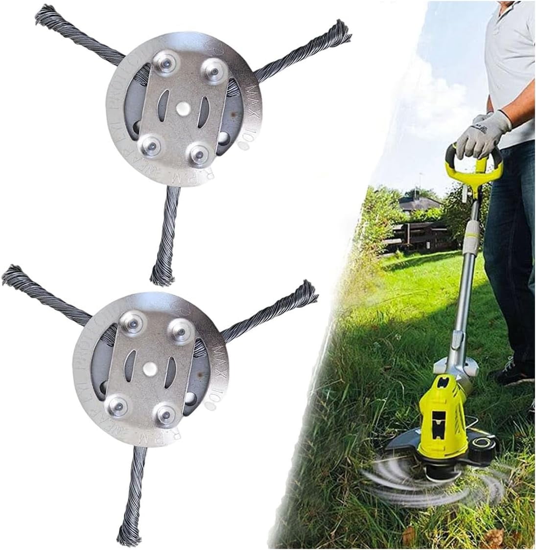 Universal Steel Wire Trimmer Head, Wire Weed Trimmer Head, 6 inch Steel Wire Weed Brush Cutter ...