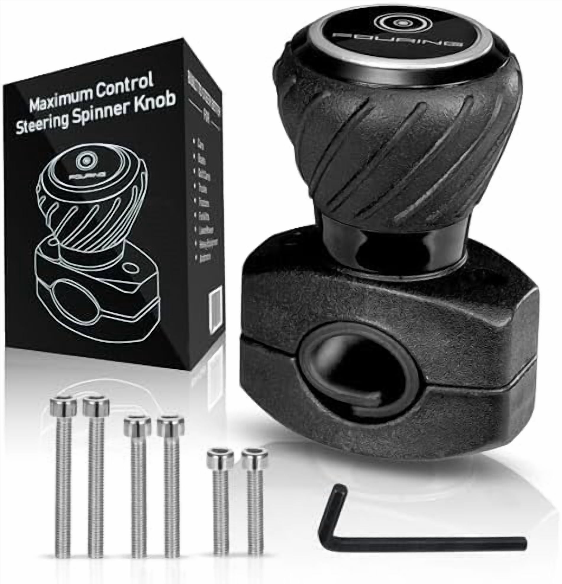 Universal Steering Wheel Spinner Knob - Smooth Black Finish | Fits ...