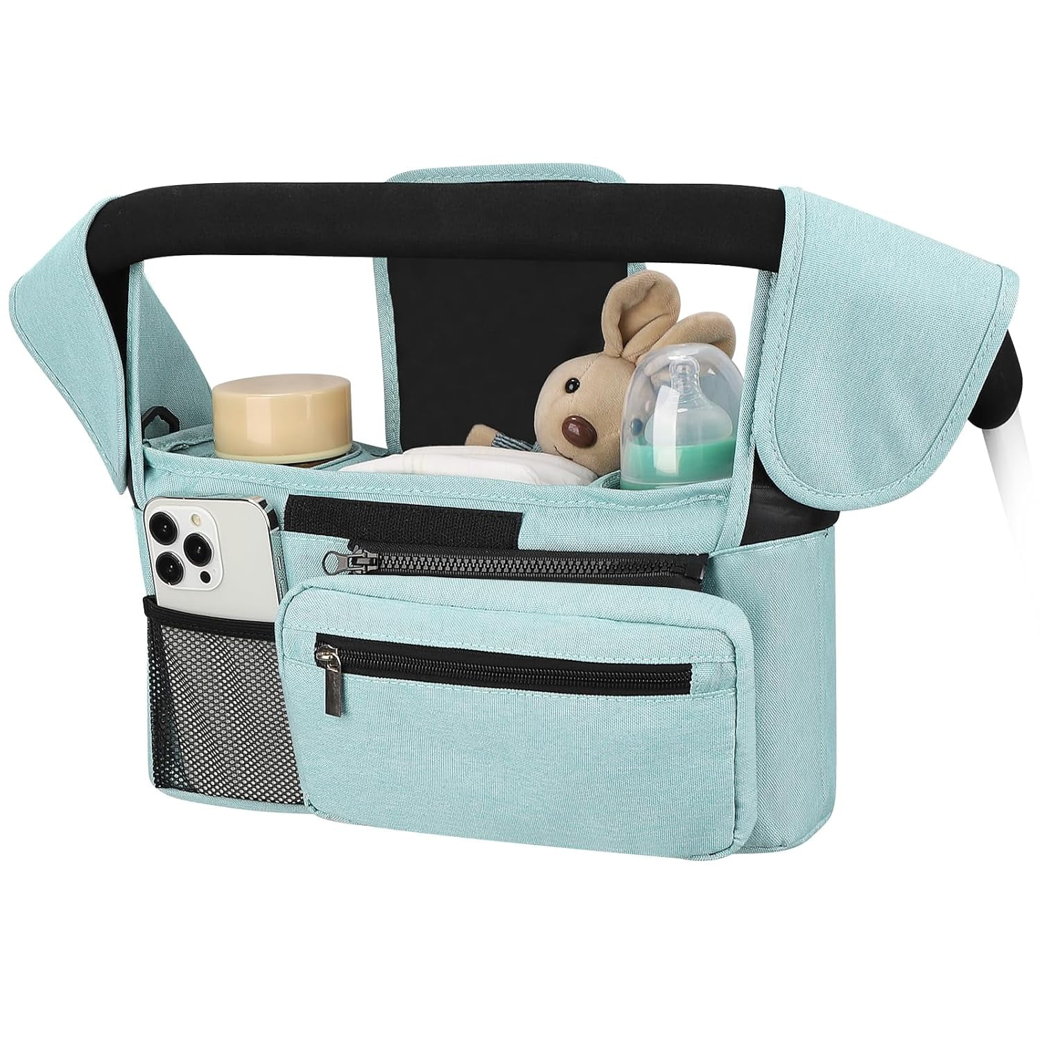 Universal Stroller Caddy with Cup Holder, Detachable Phone Bag and ...