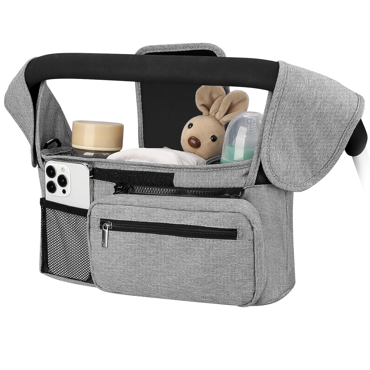 Universal Stroller Caddy with Cup Holder, Detachable Phone Bag and ...