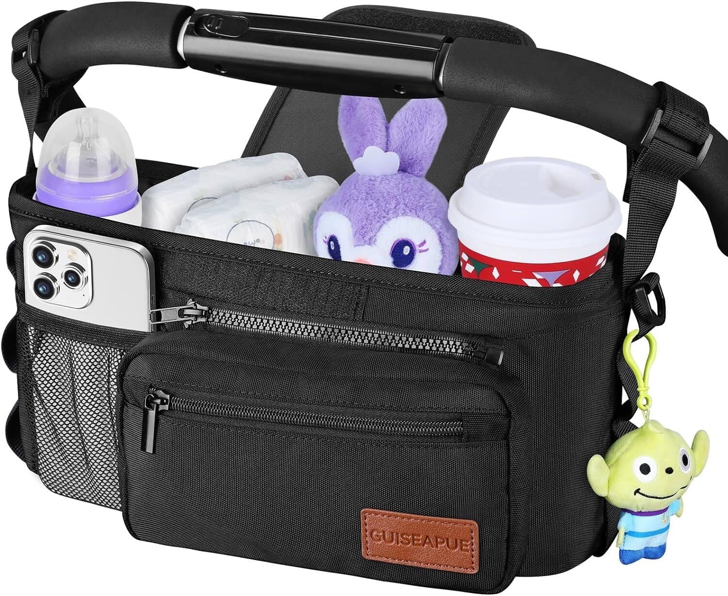 Universal Stroller Organizer with Cup Holder Detachable Phone Bag and ...