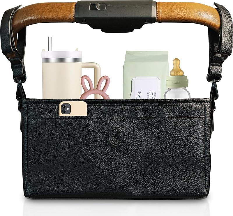 Universal Stroller Organizer with Cup Holder - Vegan Leather Stroller ...