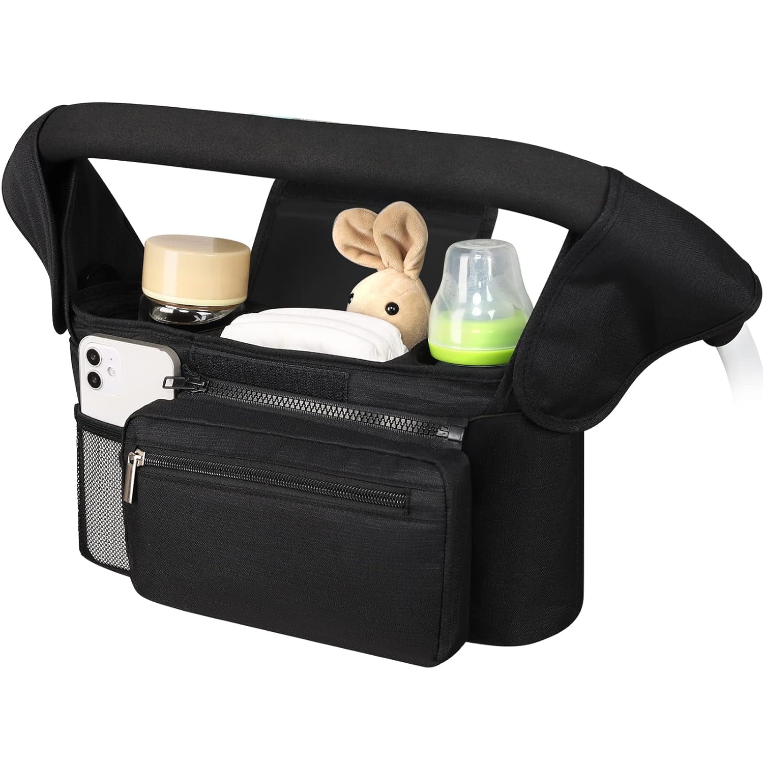 Universal Stroller Organizer with Insulated Cup Holder Detachable Phone ...