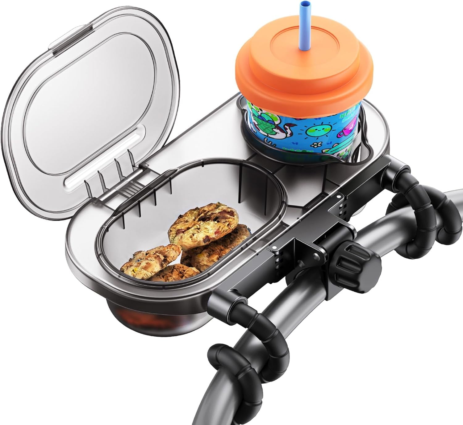 UXLXLK Universal Stroller Snack Tray with Cup Holder and Sealing Lid ...