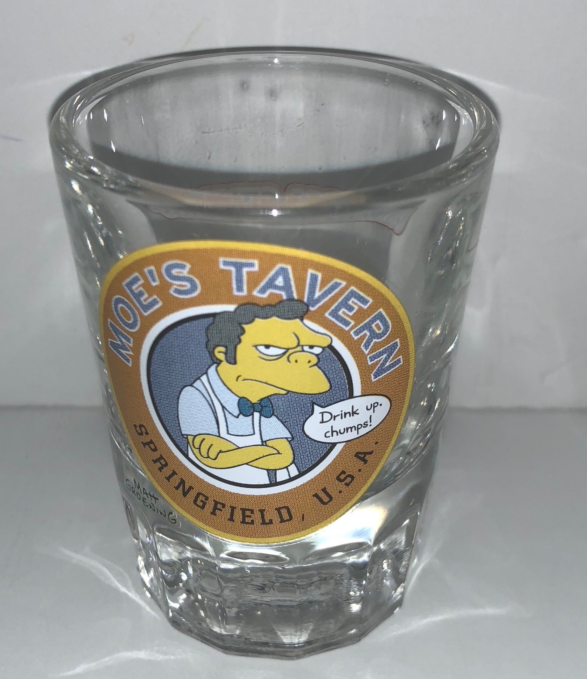 Universal Studios The Simpson Moe's Tavern Drink Up Chumps Shot Glass ...