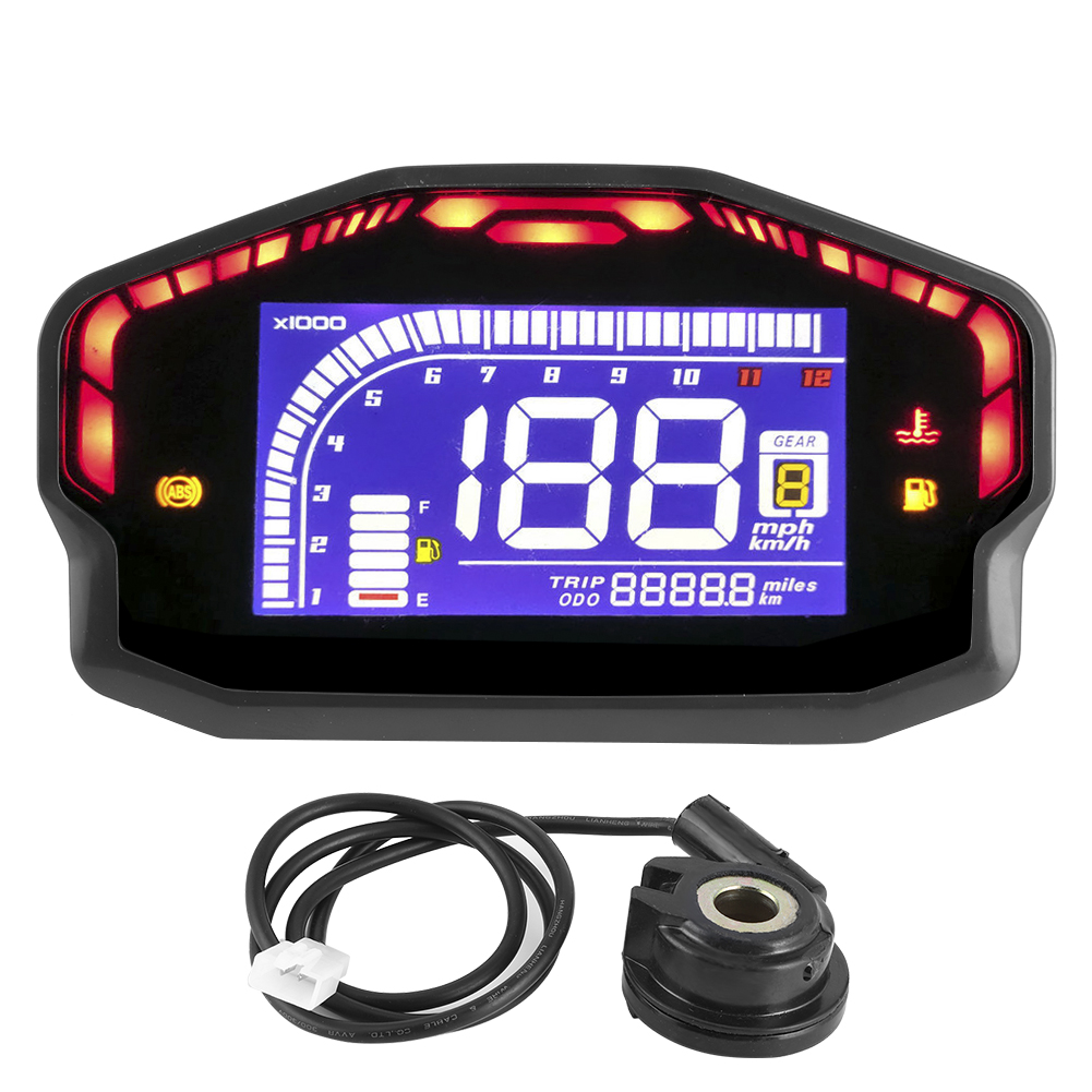 Universal TFT LCD Display Speedometer Odometer Gauge Tachometer Meter ...