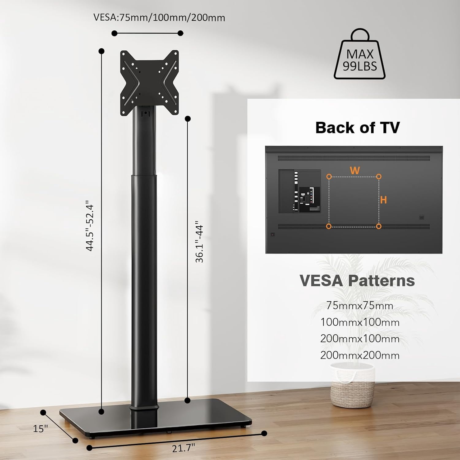 Universal TV Stand Monitor with Mount 100 Degree Swivel Height ...