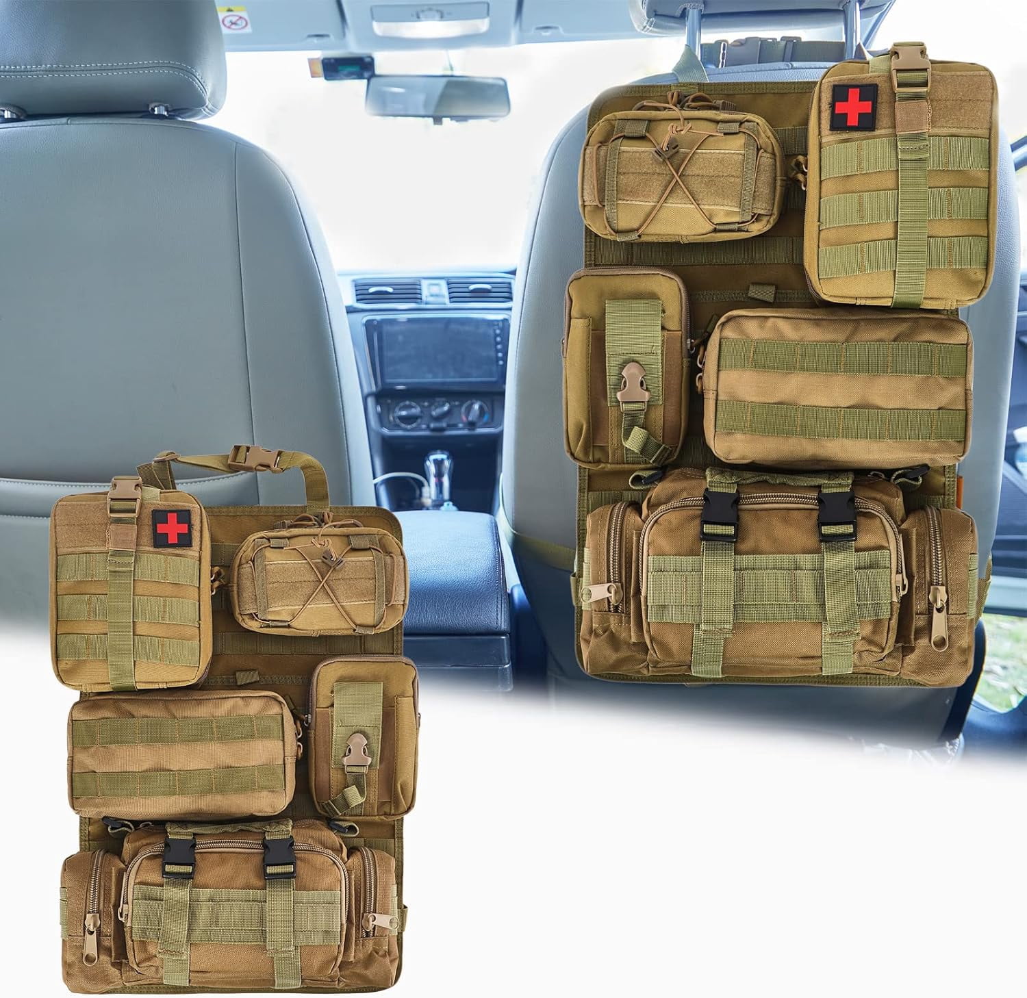 Universal Tactical Seat Back Organizer Vehicle Molle Panel Organizer ...