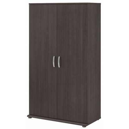 Tammi Antique White and Brown 2-Door Tall Cabinet: Large Glass and Wood ...