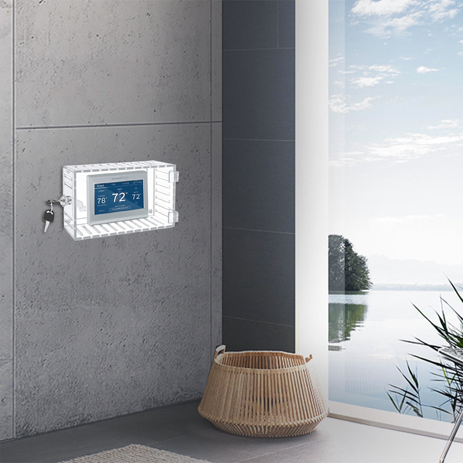 Universal Thermostat Lock Box with Key, Clear Large Thermostat Cover ...