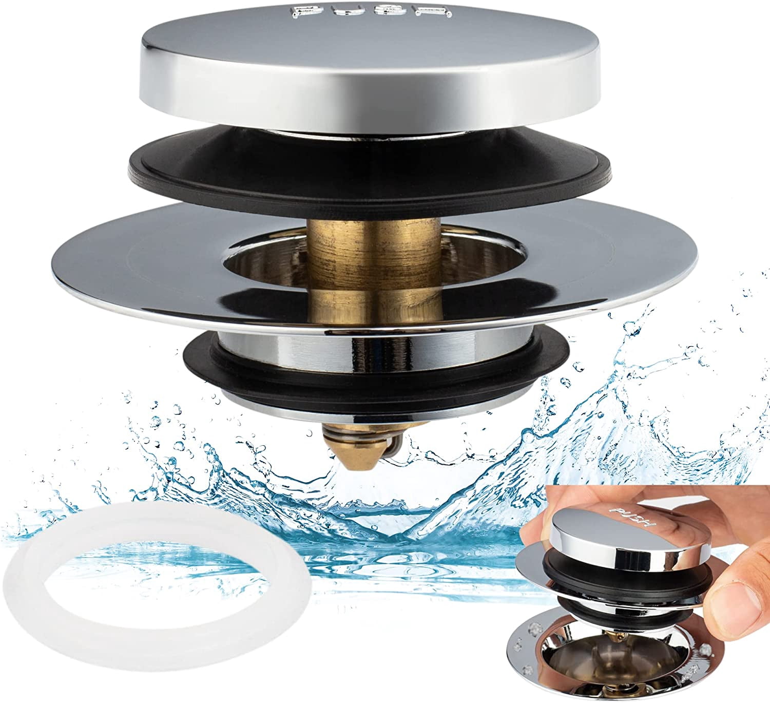 Universal Tip Toe Bath Drain Stopper and Cover, Bathtub Stopper ...