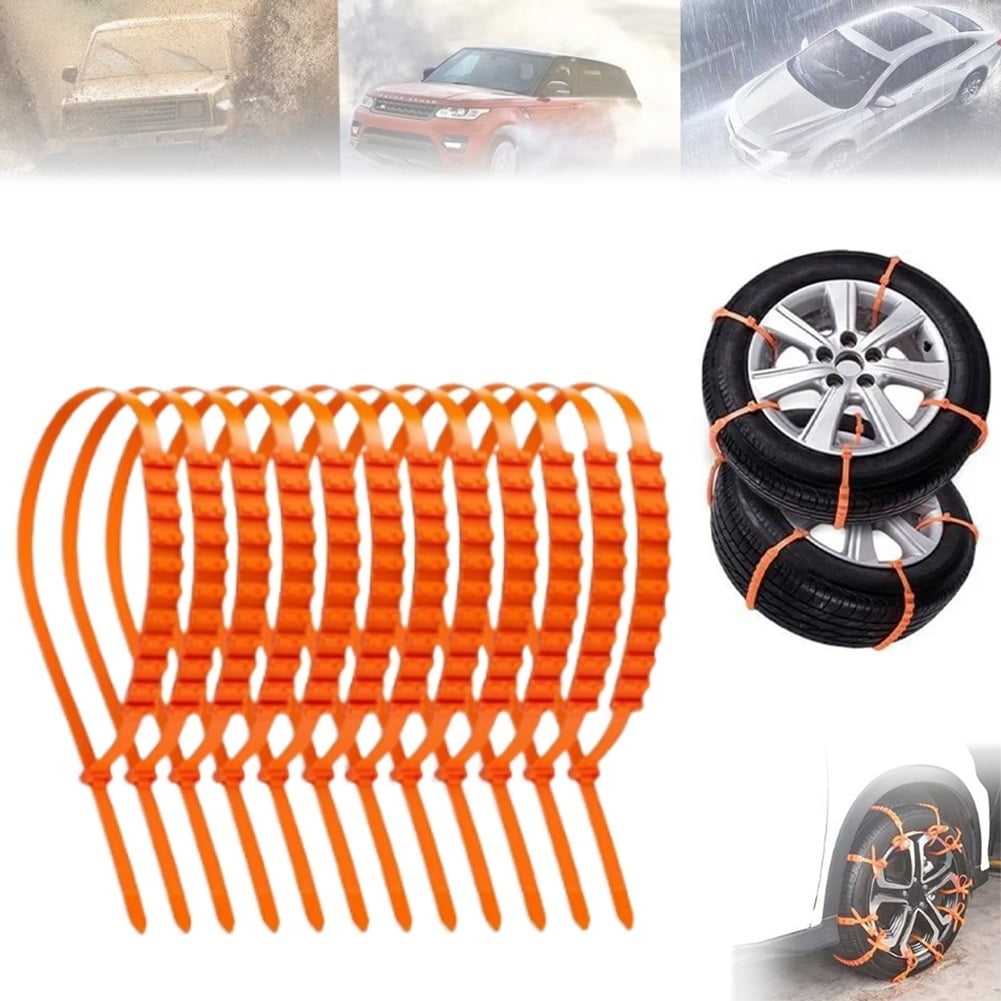 Universal Tire Chains, Emergency Anti-Slip Tire Ties Adjustable Plastic ...