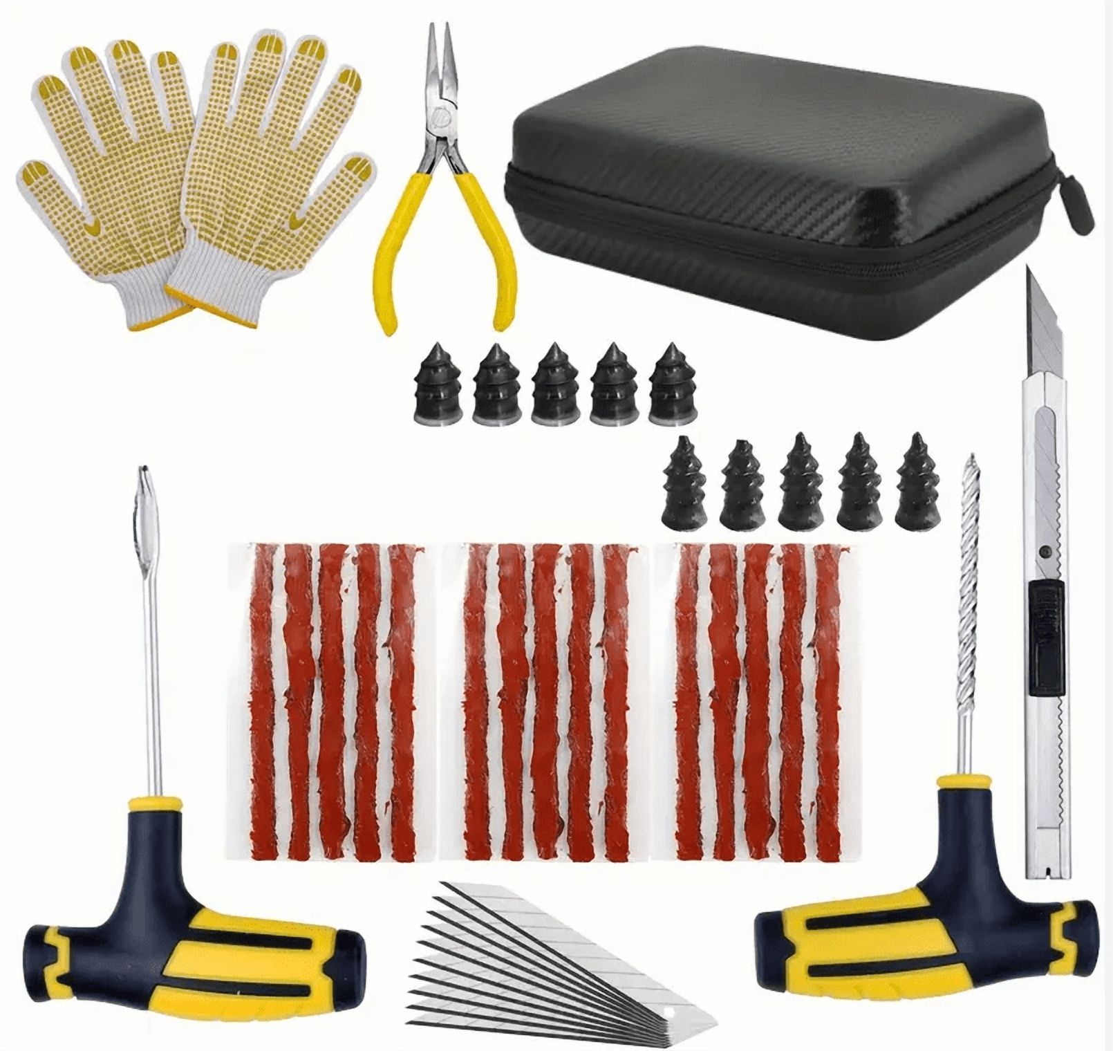 Universal Tire Repair Kit Tire Repair Tool Set with Complete 9-Piece ...