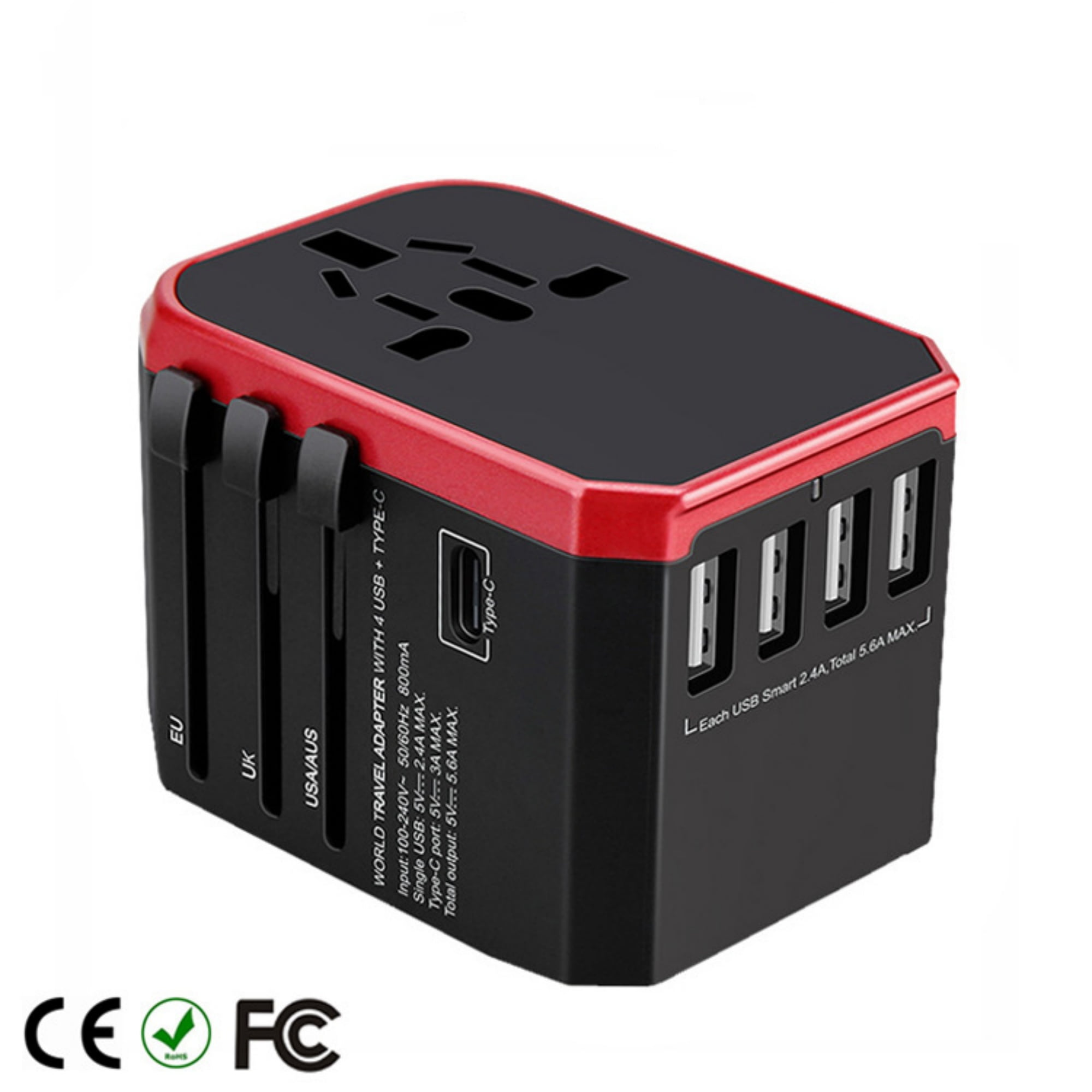 Universal Travel Adapter with 5.6A Smart Power and 3.0A USB Type-C ...