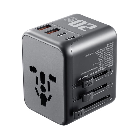Universal Travel Adapter 5 in 1, International Power Adapter with USB C ...