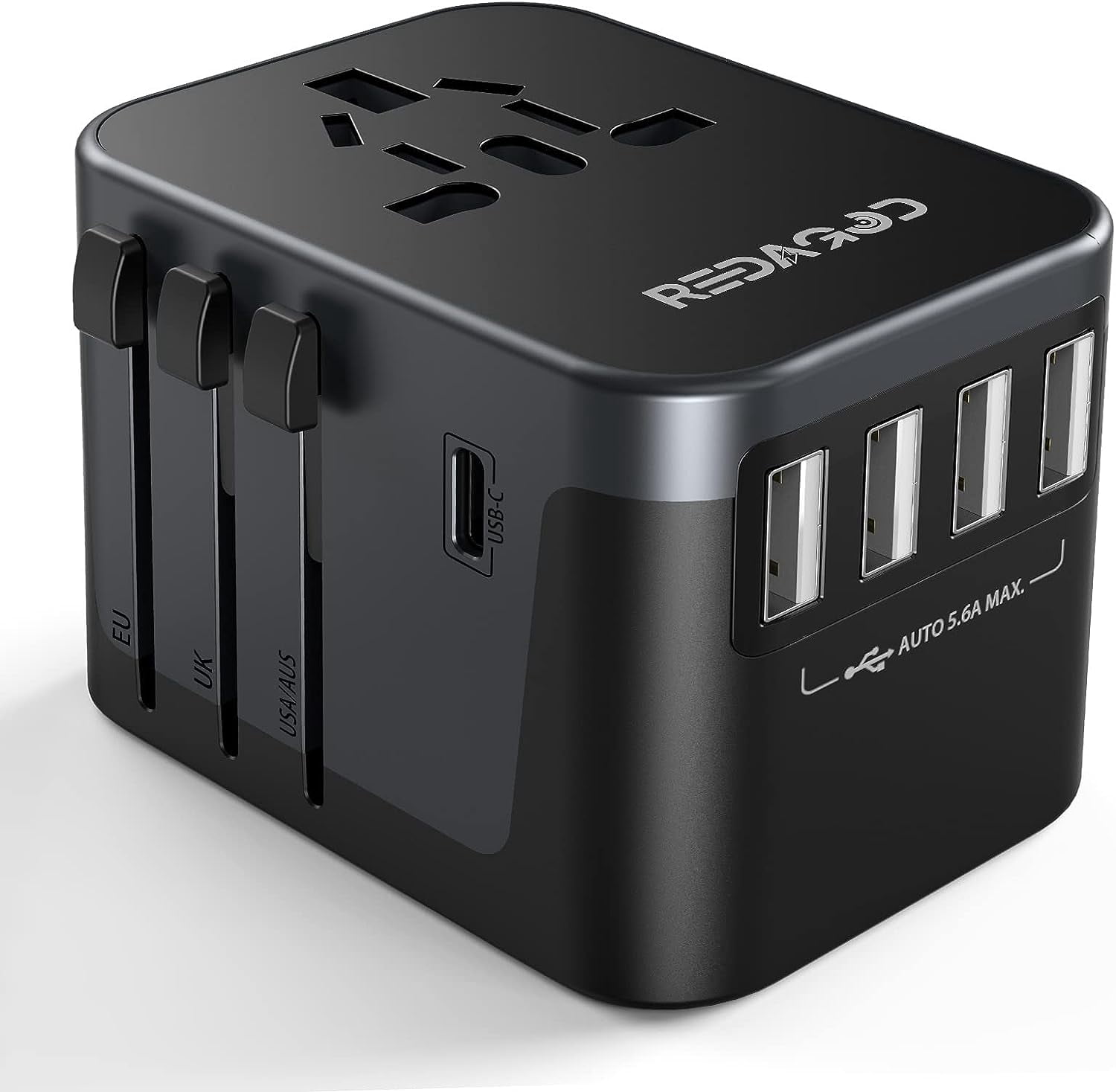 Universal Travel Adapter, Redagod International Adaptor 4 USB A 1 USB C ...