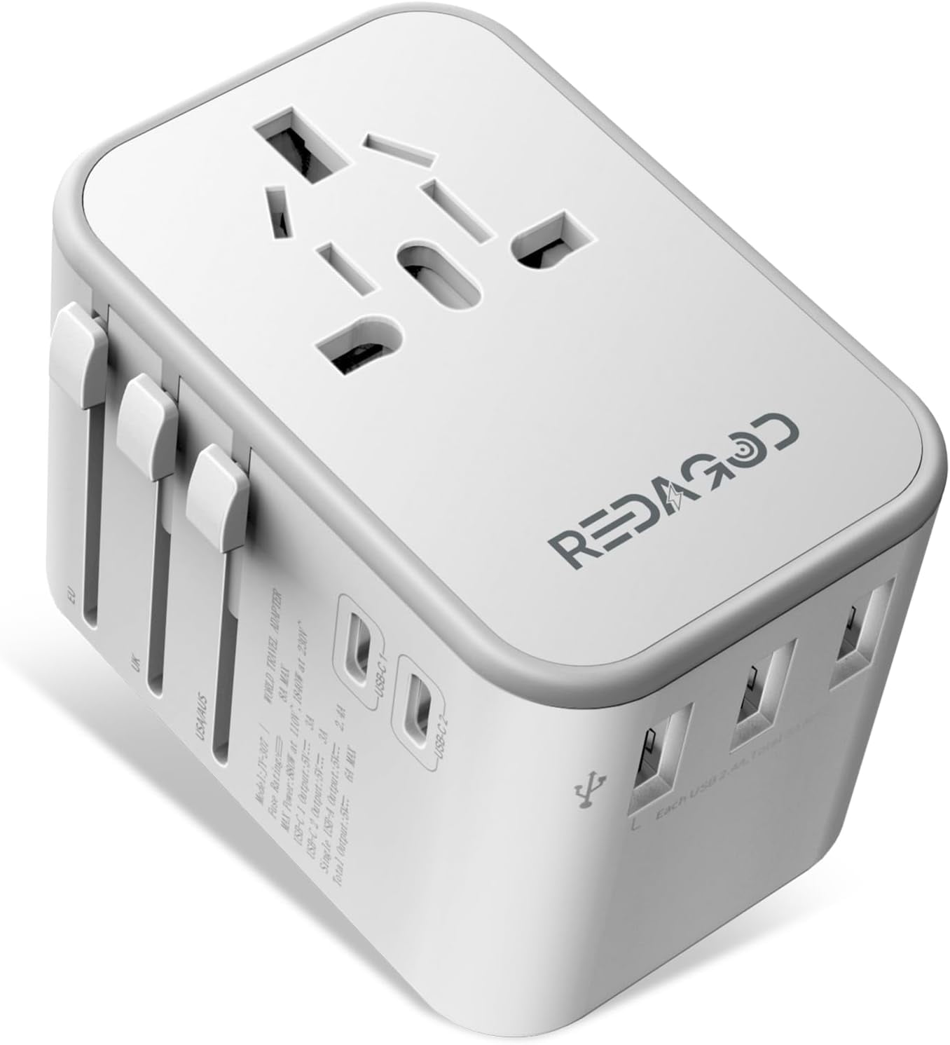 Universal Travel Adapter,Redagod International Plug Adapter with 3 USB ...