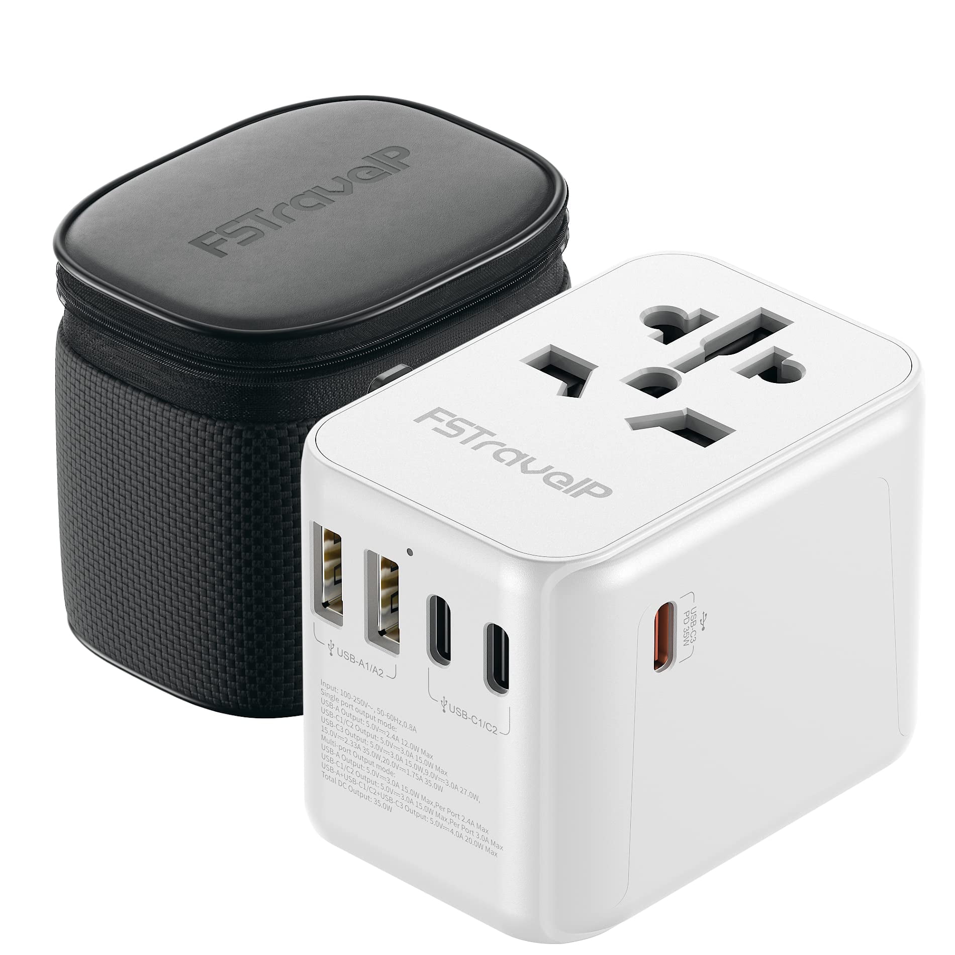 Universal Travel Adapter with USB C PD 35W Charge, FSTravelP ...