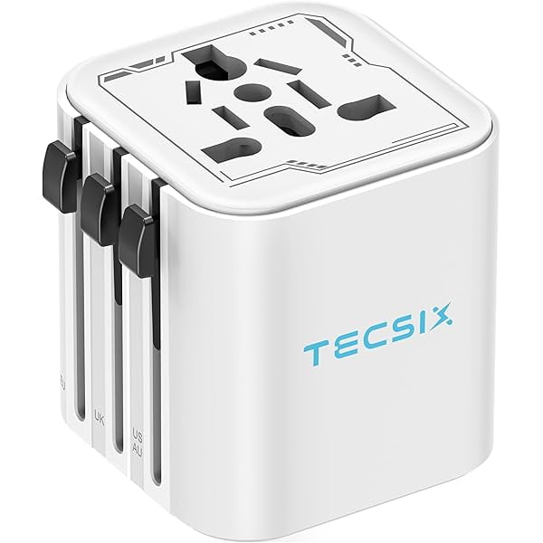 Universal Travel Adapter Worldwide, TECSIX Compact Travel Power Plug ...