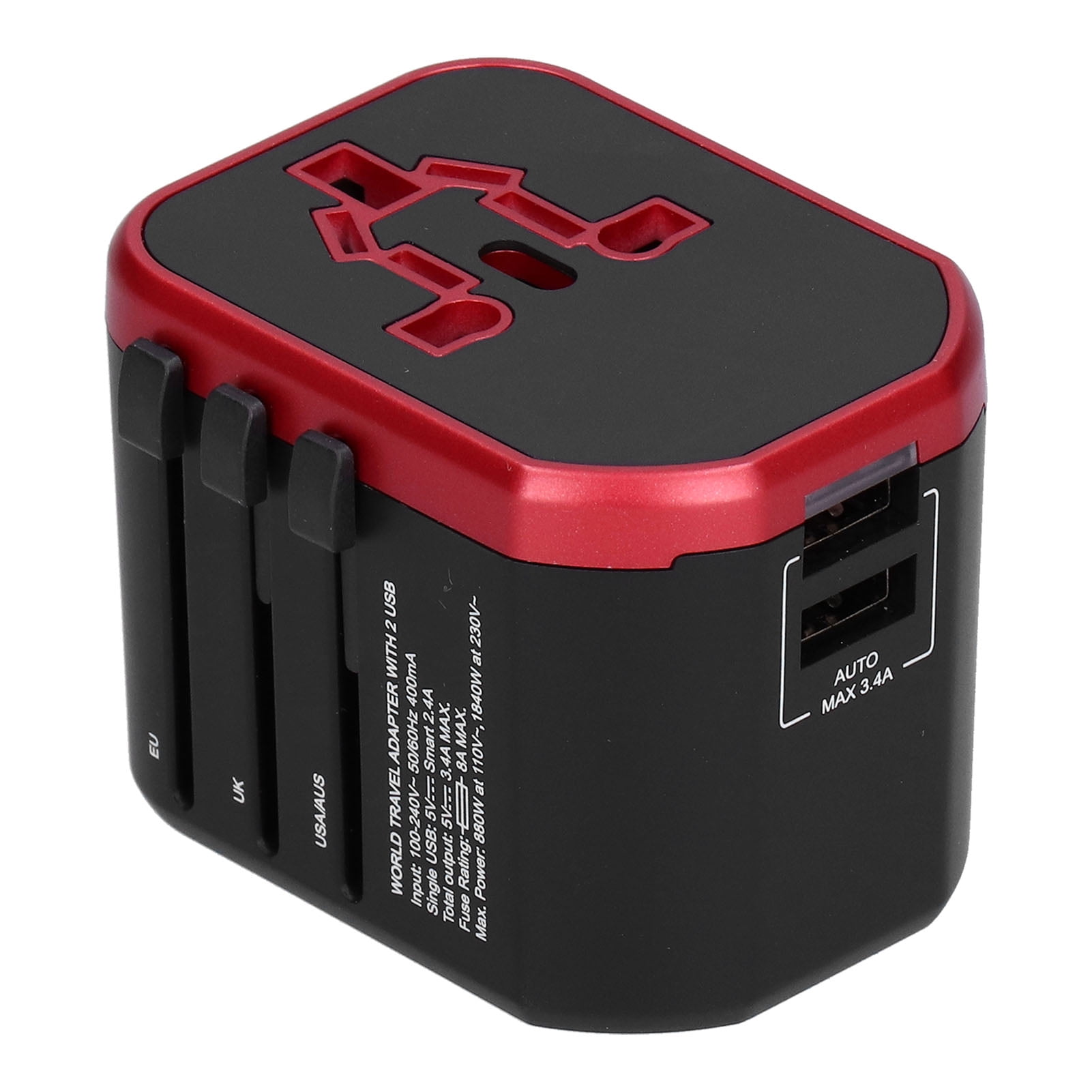 Universal Travel Adapter with UK/EU/US/JP/AU/Chinese Plug USB Interface ...