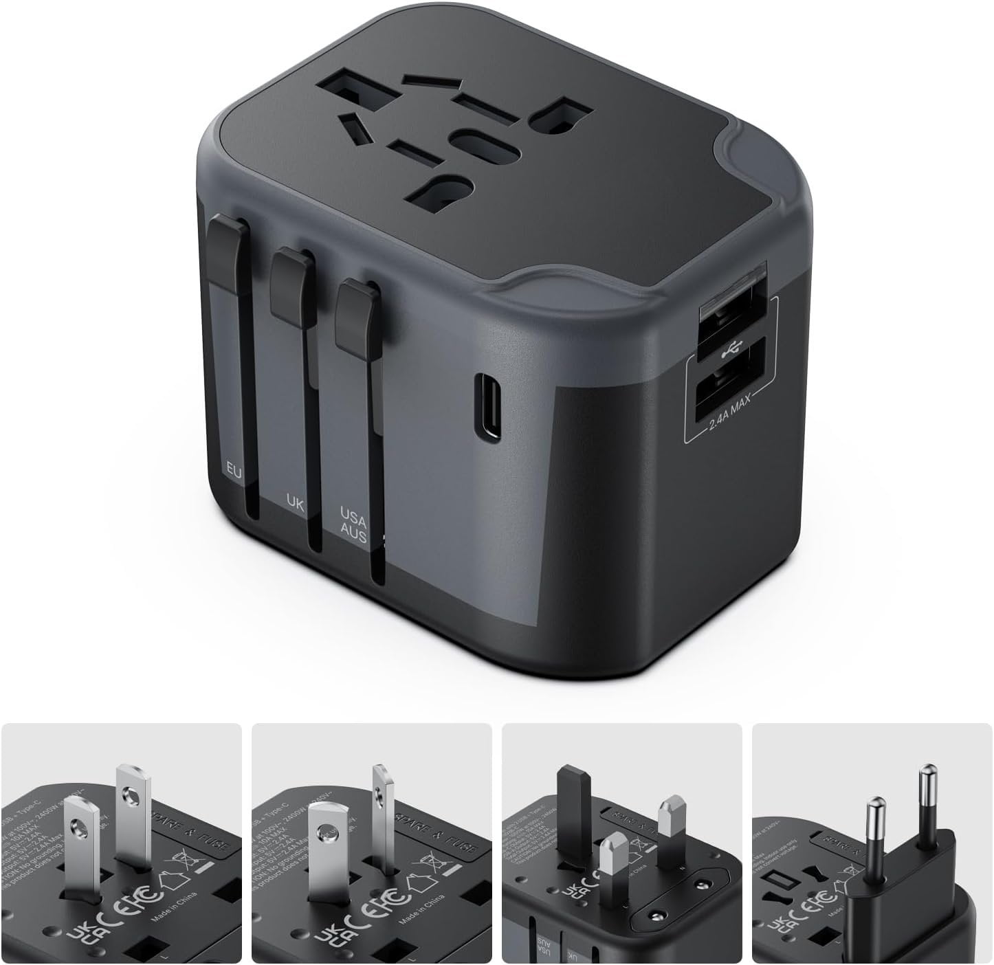 Universal Travel ,Power Converters with 1 C and 2 A Ports, 7 in 1 ...