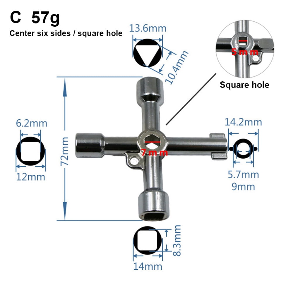 Universal Triangle Key Cross 4 Way Multi Cross Wrench for Gas ...