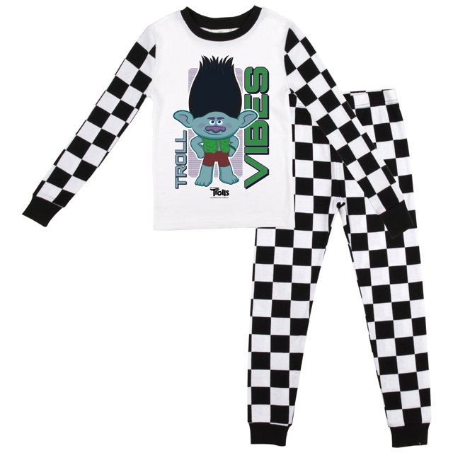 Universal Trolls Branch Character Pose Boy's Long Sleeve Shirt & Red ...