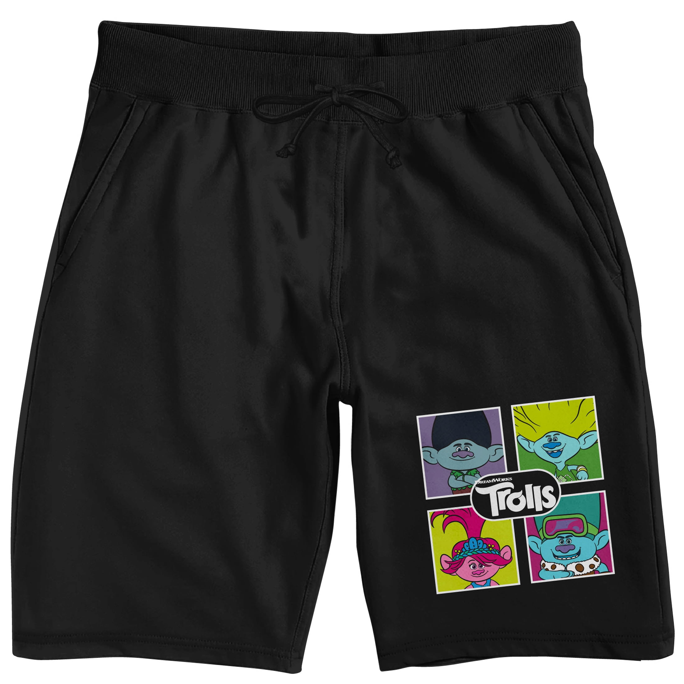 Universal Trolls Characters and Title Logo Men's Black Lounge Shorts ...