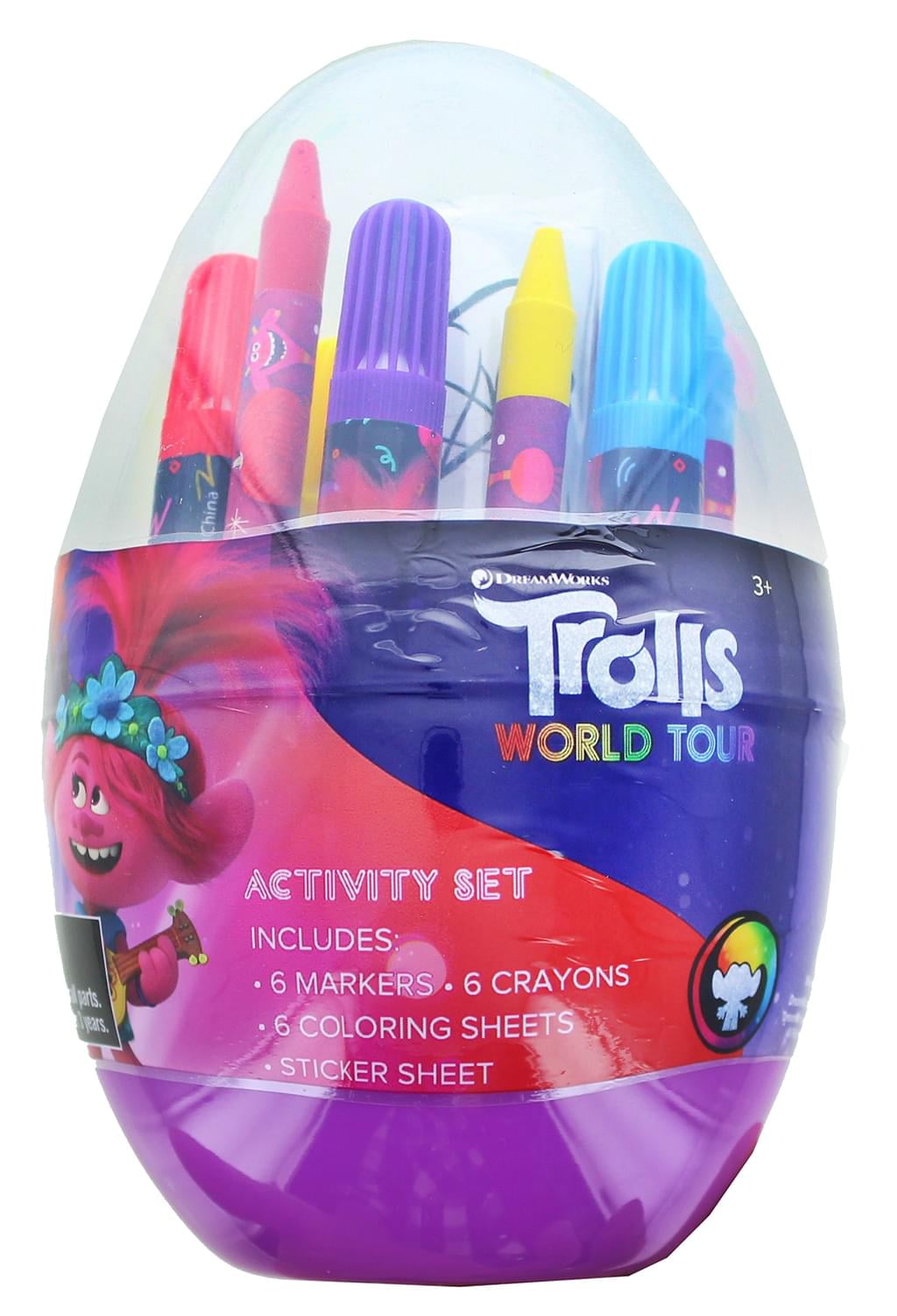Universal Trolls World Tour Art Activity Egg with Crayons, Markers ...